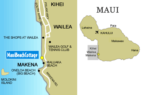 Map — Maui Beach Cottage - Oceanfront Makena Vacation Rental Cottage