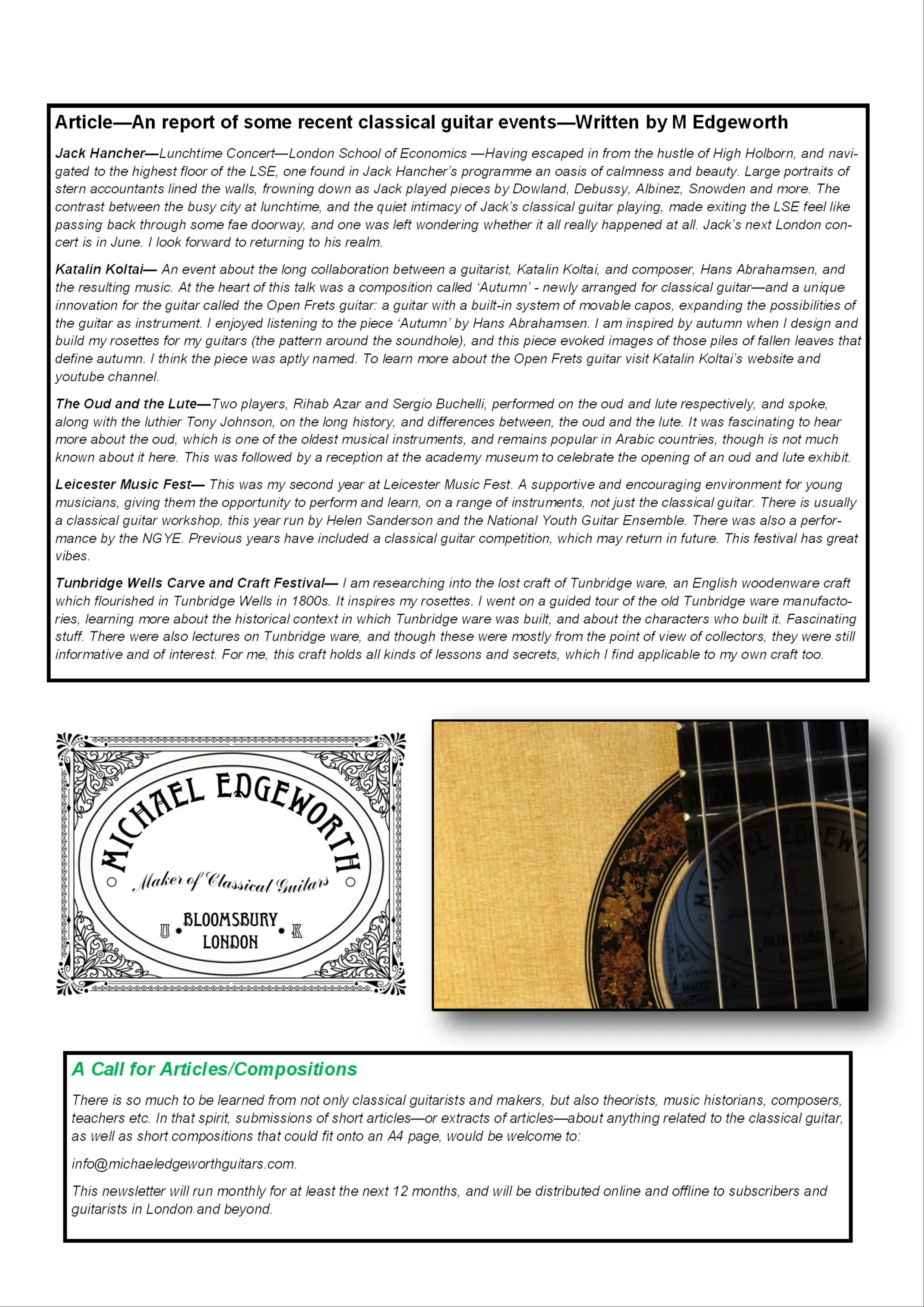 Michael Edgeworth Handcrafted Classical Guitars