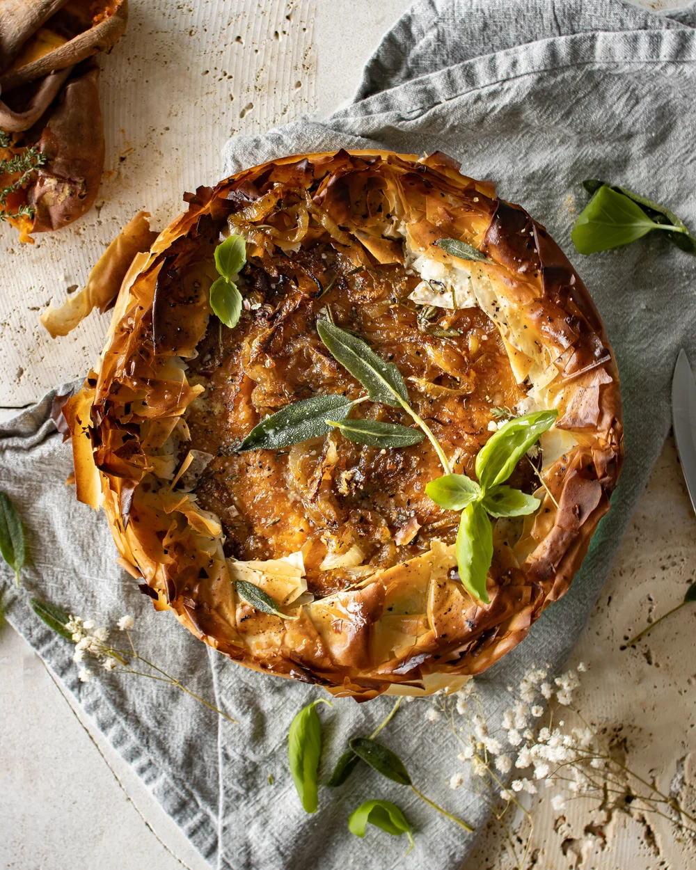 Sweet Potato, Spinach and Caramelized Onion Phyllo Pie — Inspired With ...