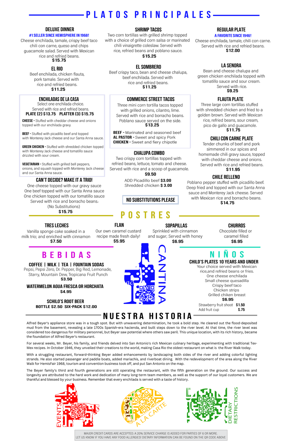 Regular Menu — Casa Rio