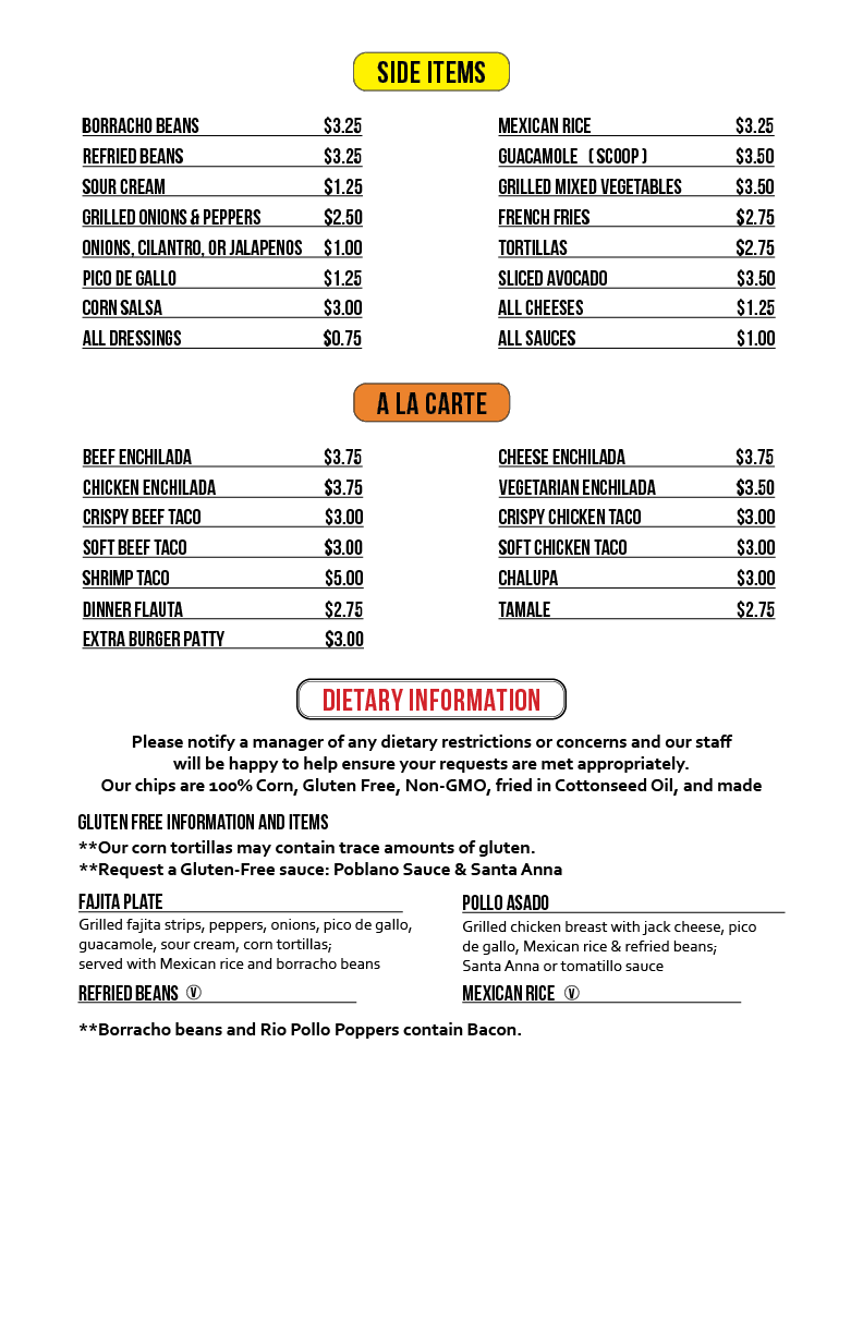Menu — Casa Rio