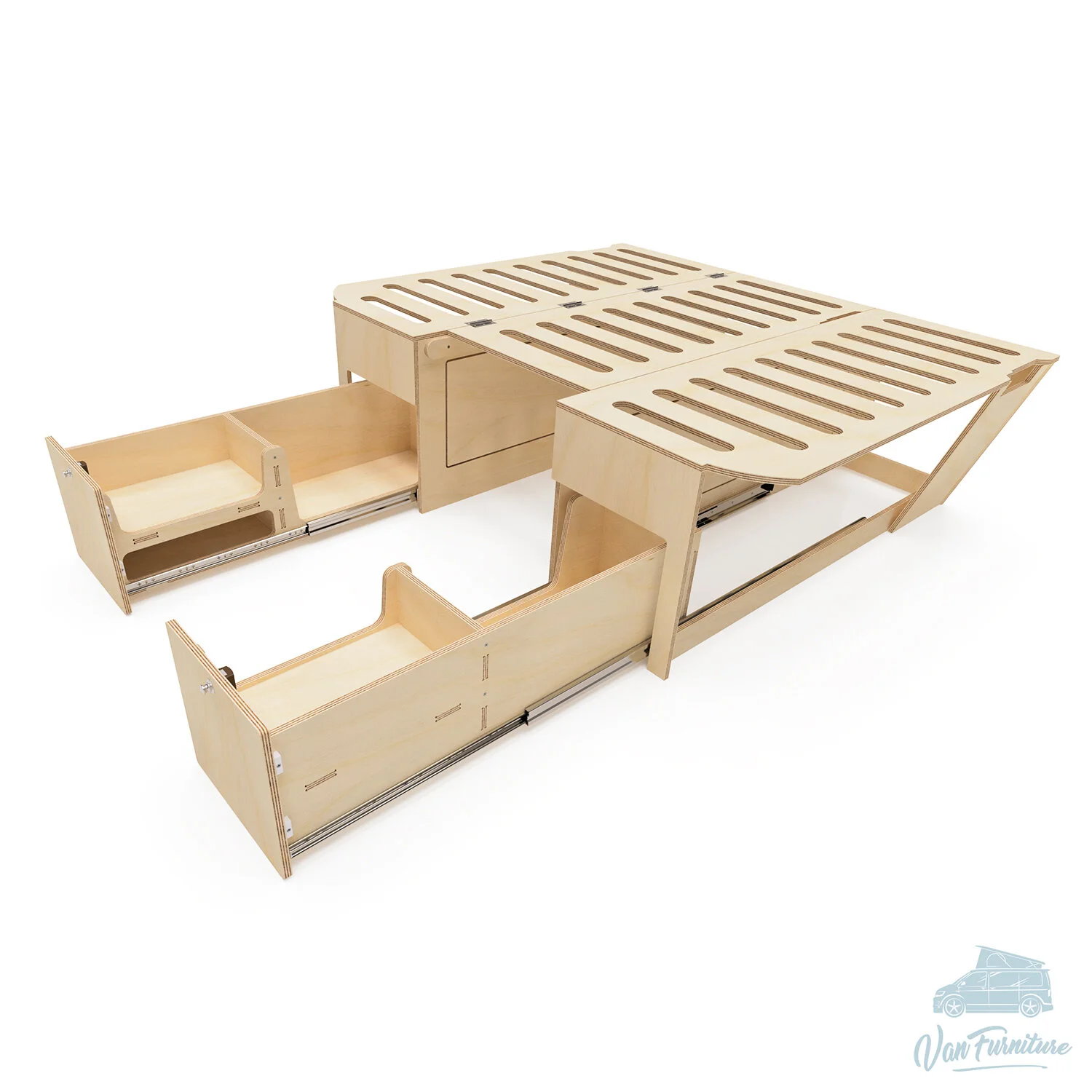 VW Kombi Van Ply Sliding Bed Kit Buffalo Board — Van Furniture
