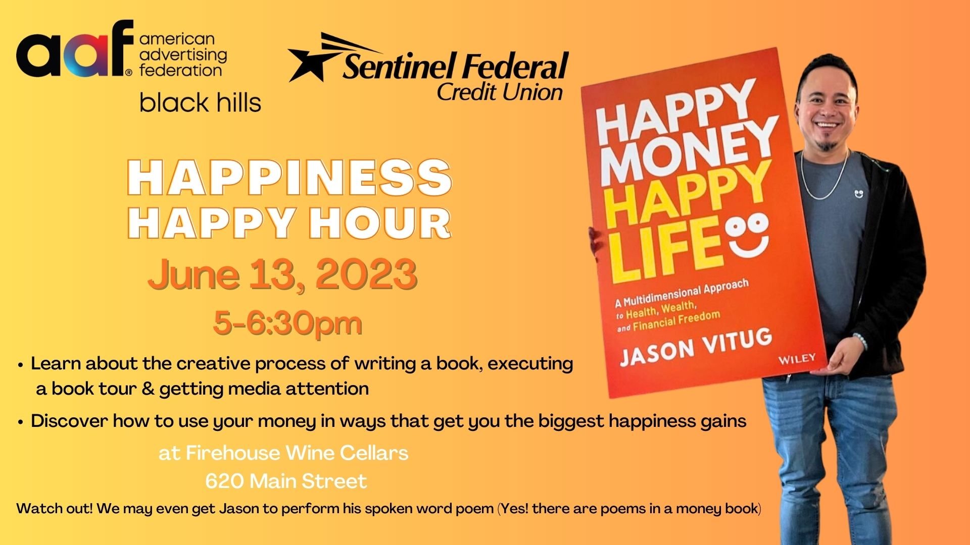 Happiness Happy Hour with Author Jason Vitug — AAF Black Hills