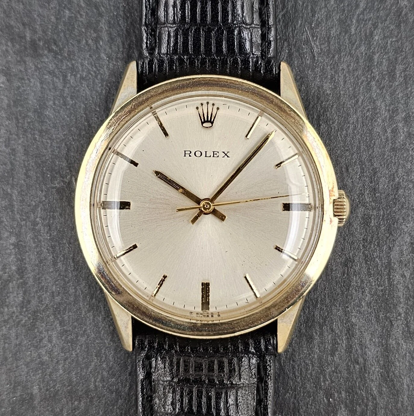 1959 Rolex Presentation Watch 14k Gold-Filled Ref 7002 Satin Silver ...