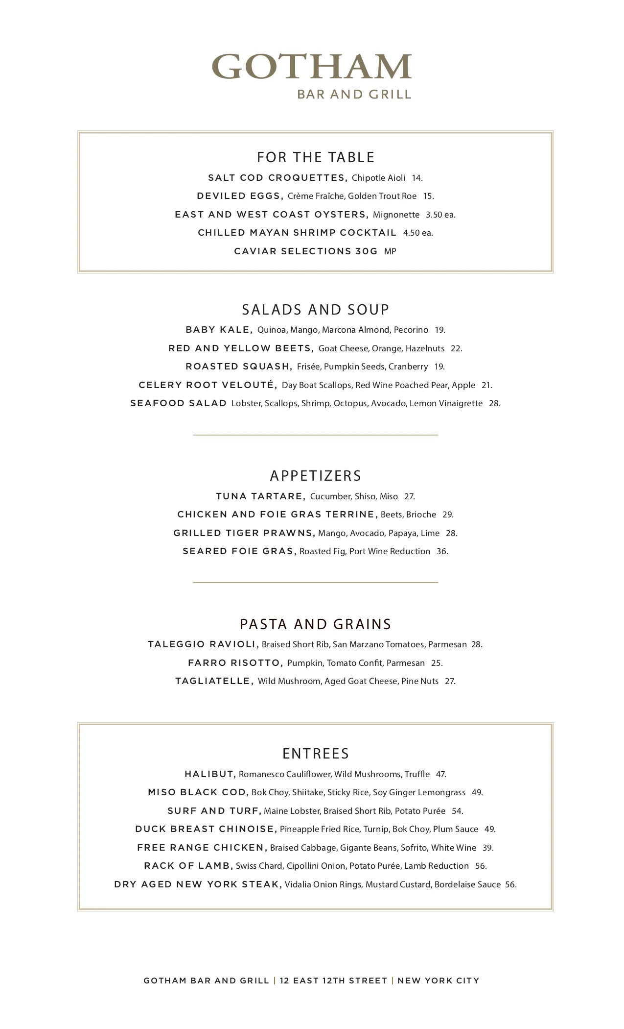 JOURNAL: Introducing Our New Fall Menu — Gotham Restaurant