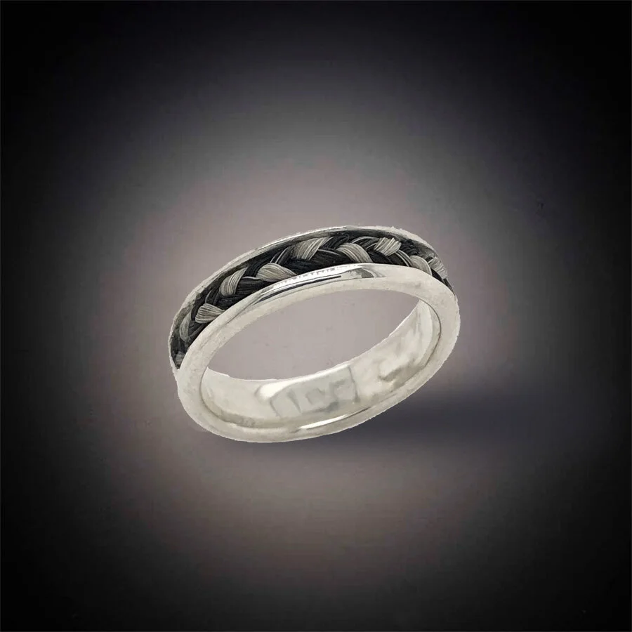 Heavy, Sterling Silver Horse Hair Ring — The Treasured Horse