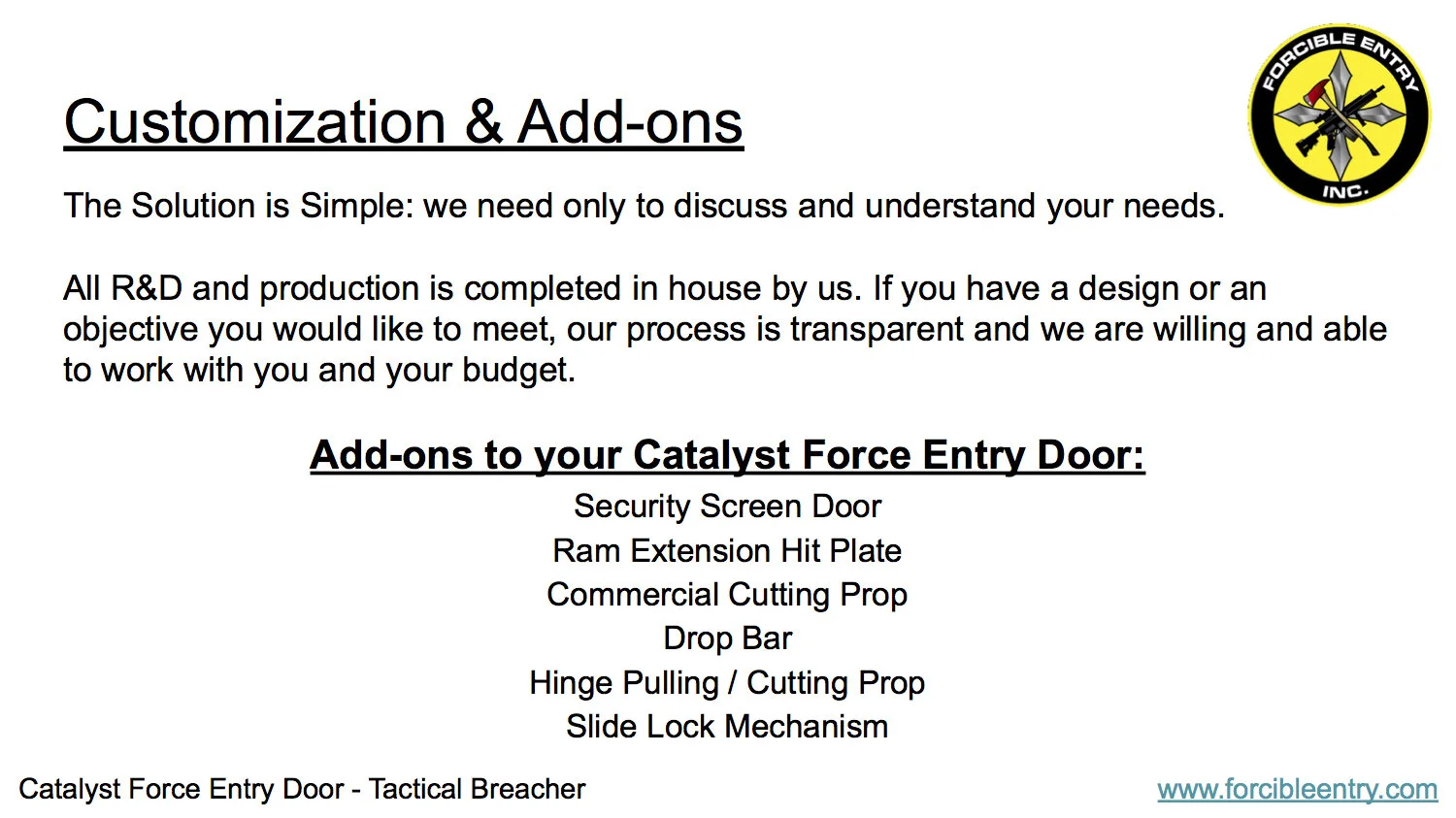 CFED-TB Presentation — Forcible Entry, Inc.