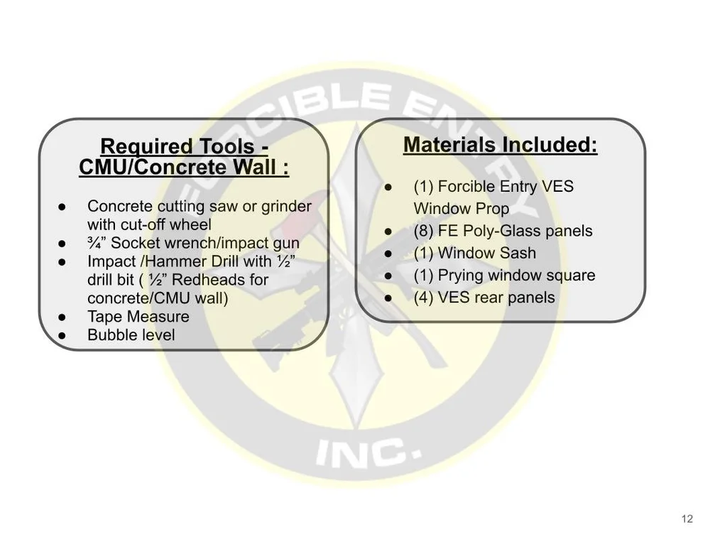 VES Installation Manual — Forcible Entry, Inc.