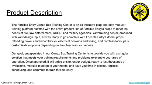 Forcible Entry Inc Conex Box Training Center Breaching Fire Truck SWAT ...