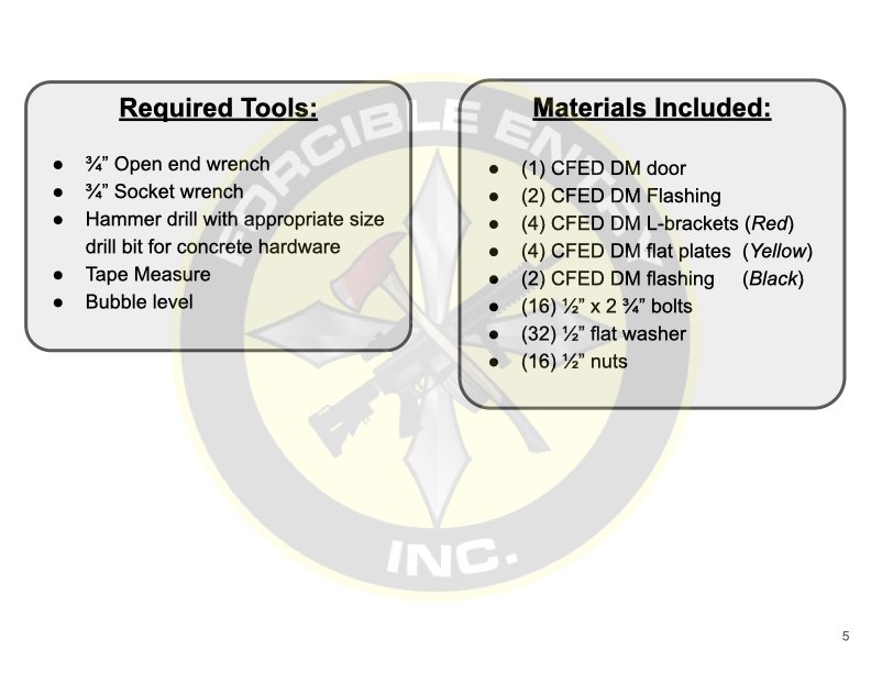 CFED-DM Installation Manual — Forcible Entry, Inc.