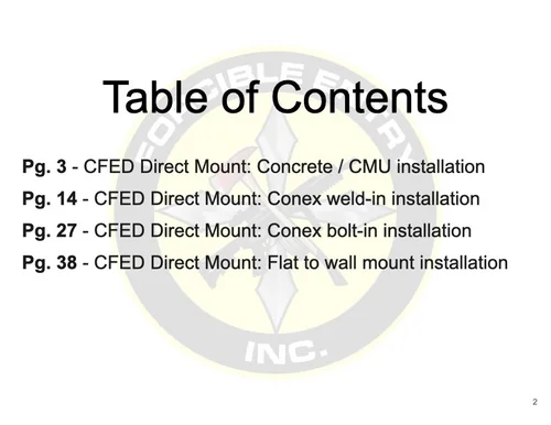 CFED-DM Installation Manual — Forcible Entry, Inc.