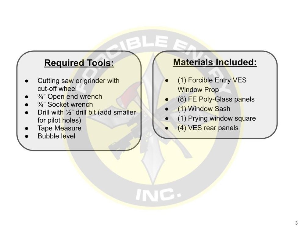 VES Installation Manual — Forcible Entry, Inc.
