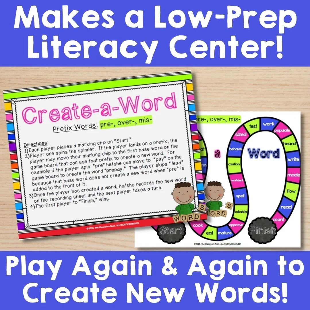 Prefix Memory Center Game (pre-, over-, mis-) Vocabulary & Word Work ...