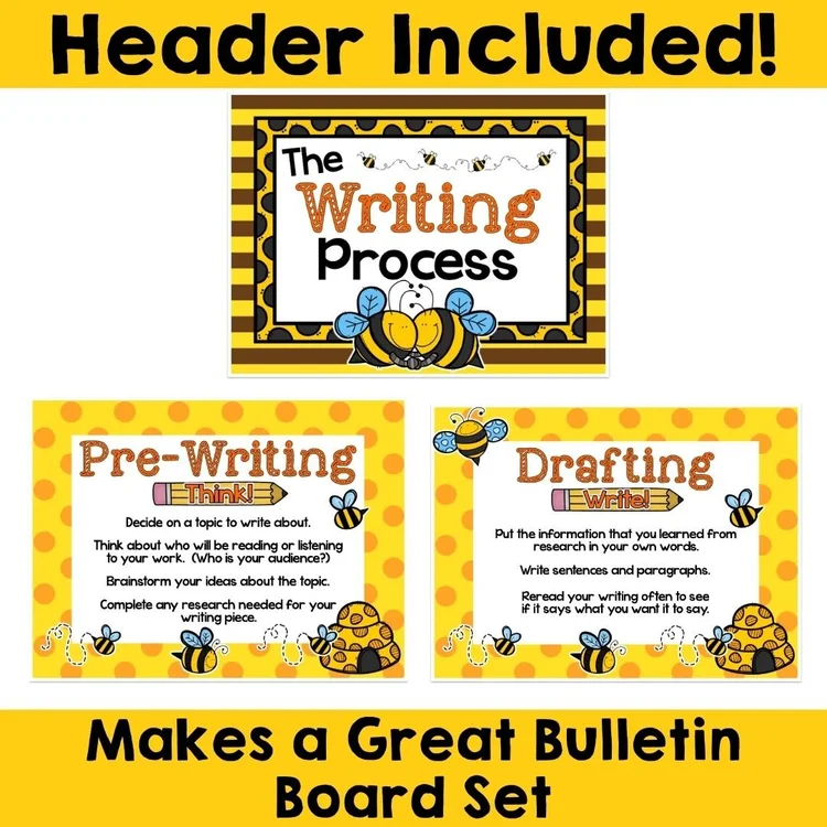 Bee Theme: Reading Comprehension Strategy Posters (Bulletin Board Set ...