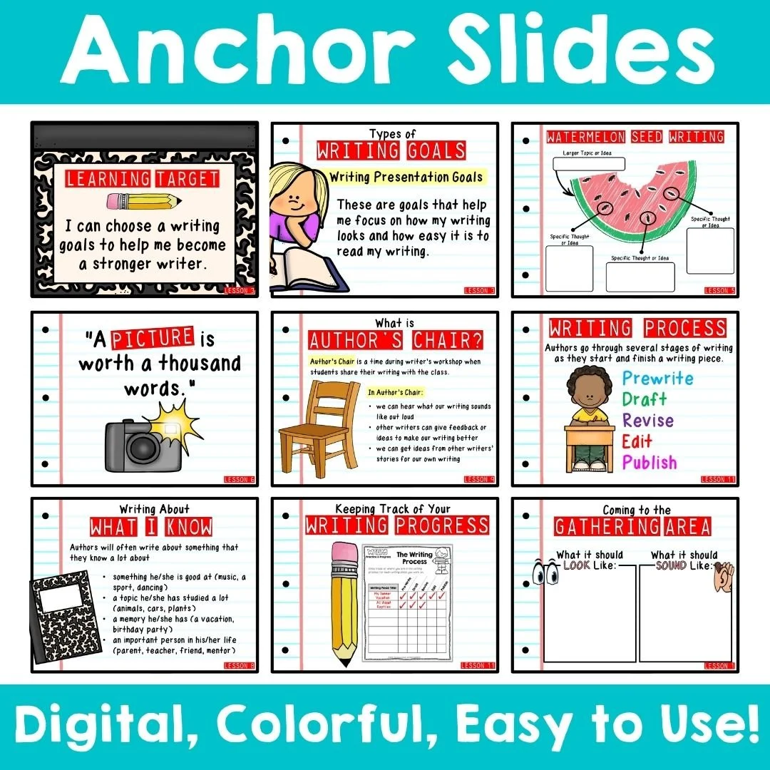 Writer's Notebook: Goal Trackers, Conference Forms, Writing Prompts ...