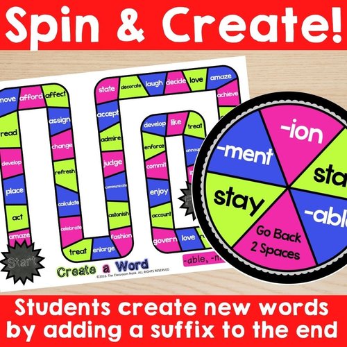 Suffix Literacy Center Game (-ly, -less, -ful) Vocabulary and Word Work ...