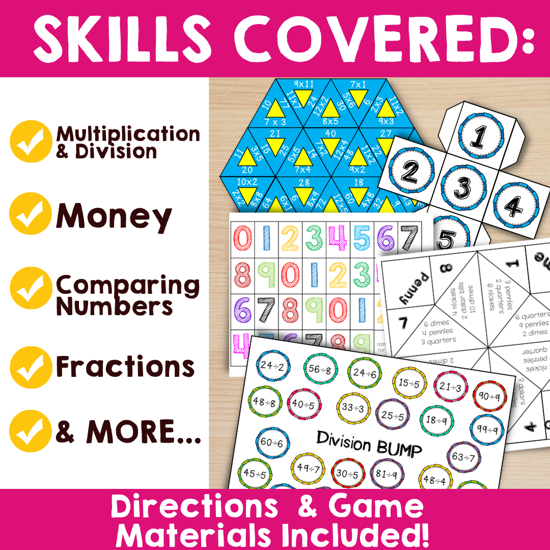 Take Home Math Games For Older Students In Upper Grades Great Gifts For 