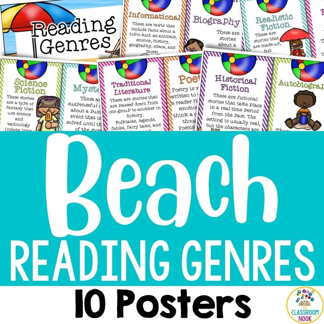 Beach Theme: 10 Reading Genre Posters (Bulletin Board Set) — THE ...