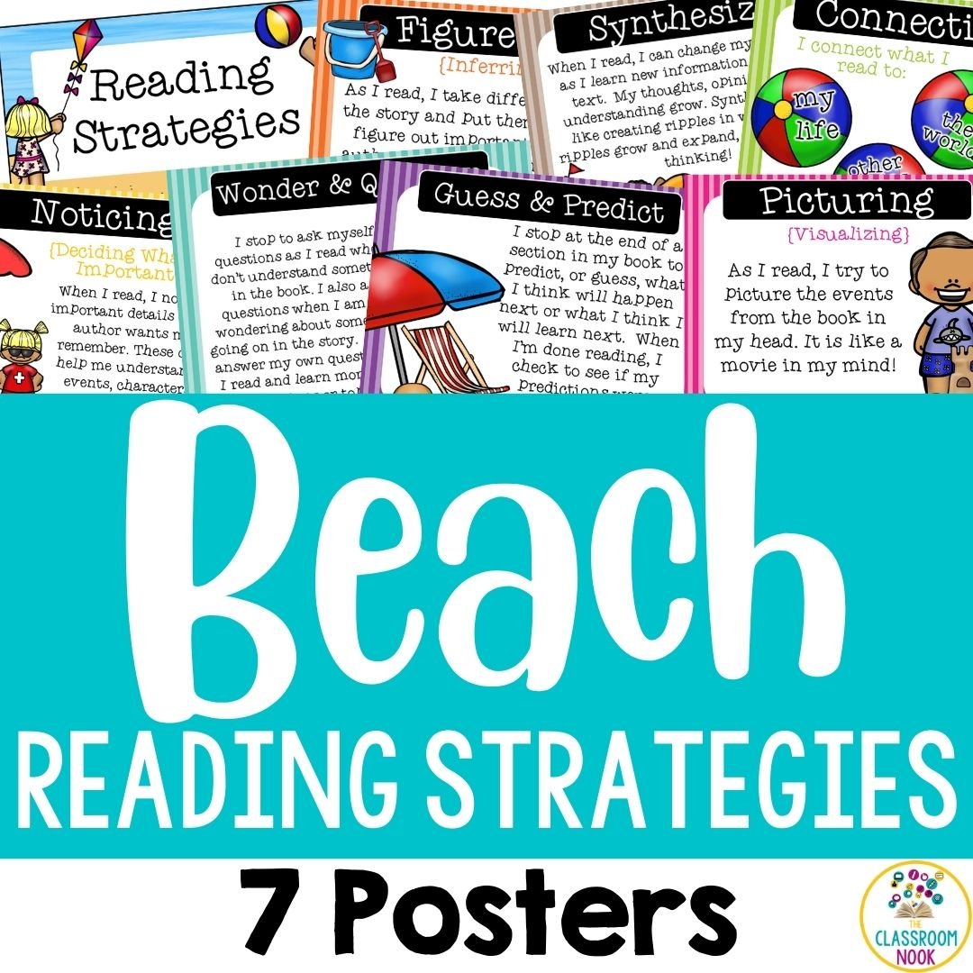 Beach Theme: Reading Comprehension Strategy Posters (Bulletin Board Set ...