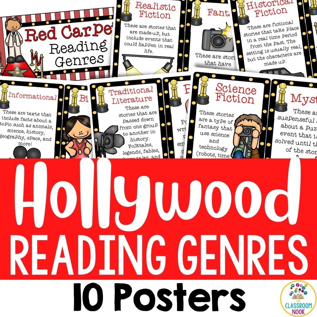 Hollywood Theme: 10 Reading Genre Posters (Bulletin Board Set) — THE ...