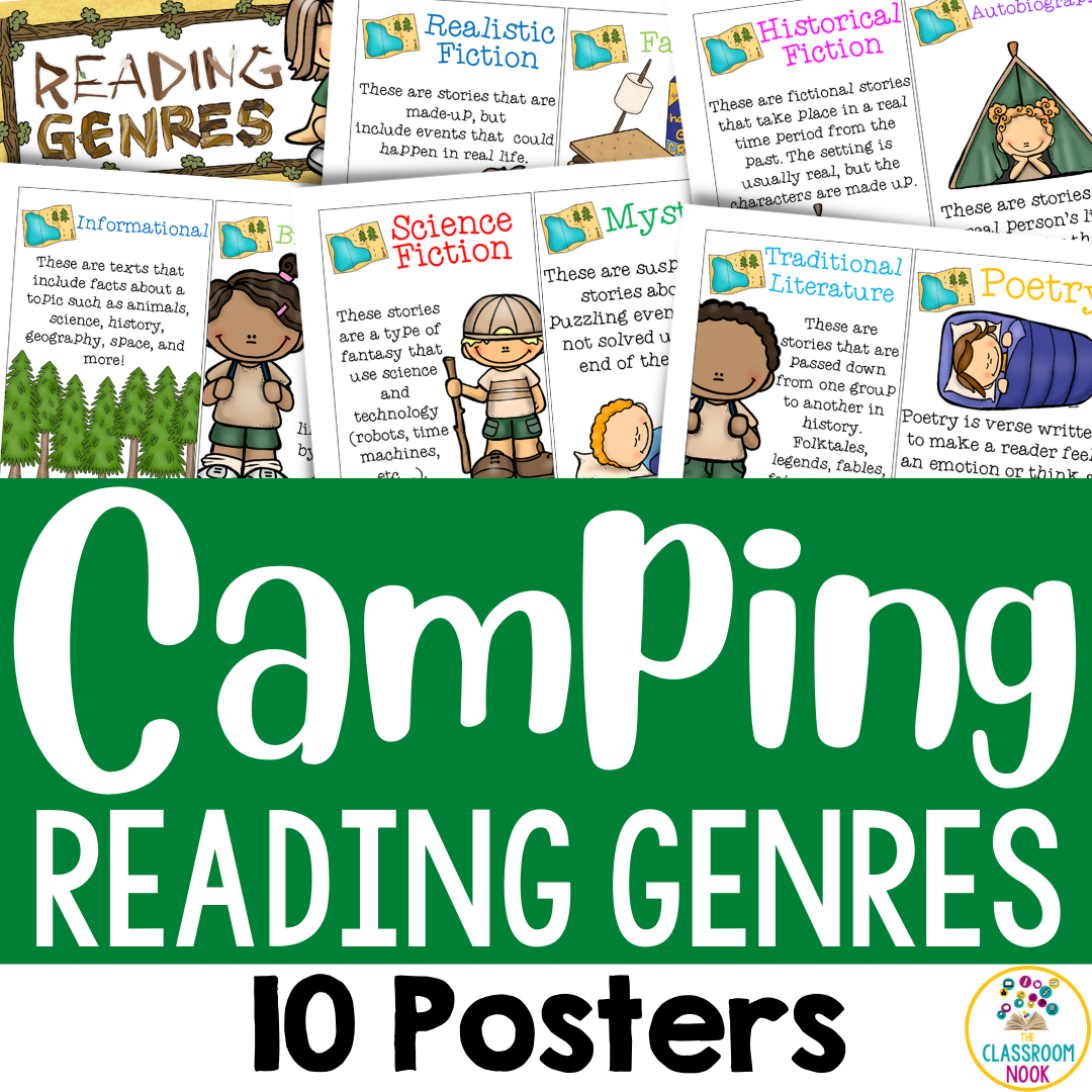 Camping Theme: 10 Reading Genre Posters (Bulletin Board Set) — THE ...