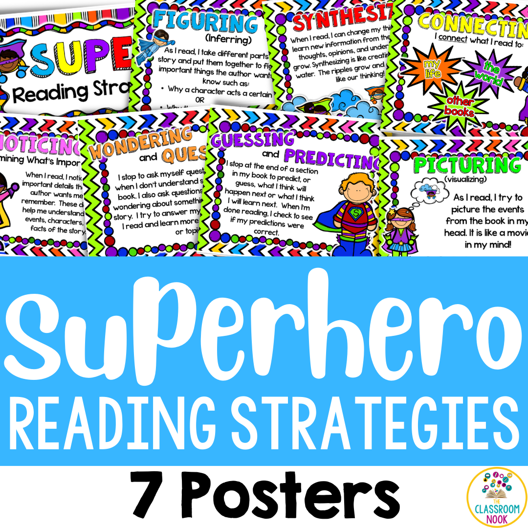 Superhero Theme: Reading Comprehension Strategy Posters (Bulletin Board ...