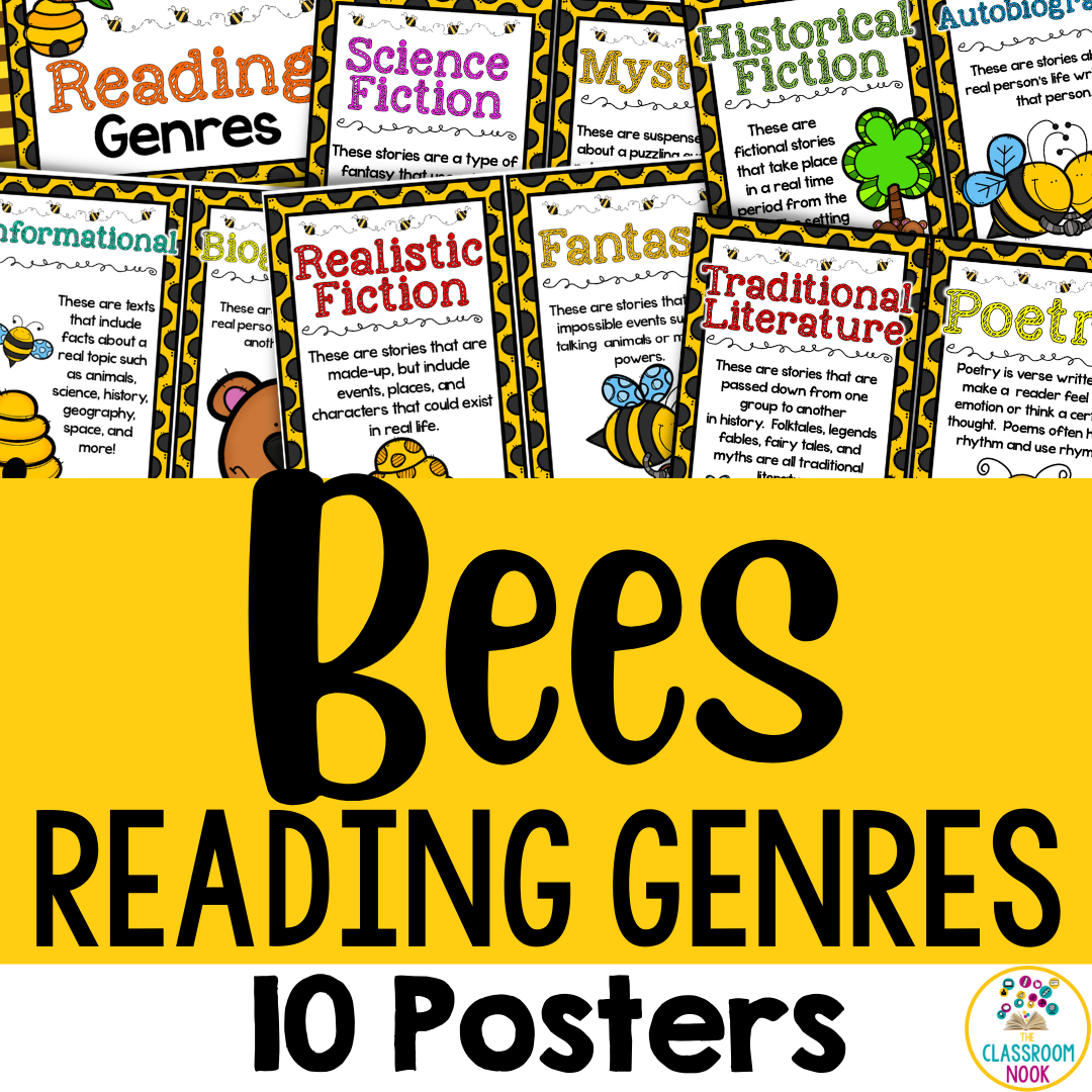 Bee Theme: 10 Reading Genre Posters (Bulletin Board Set) — THE ...