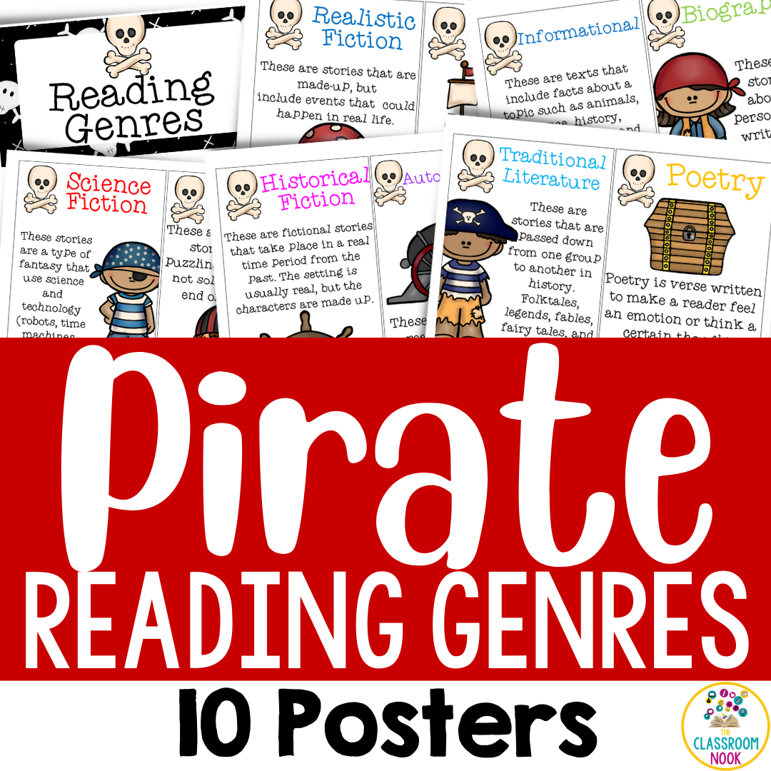 Pirate Theme: 10 Reading Genre Posters (Bulletin Board Set) — THE ...