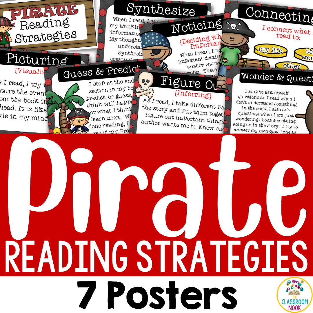 Pirate Theme: Reading Comprehension Strategy Posters (Bulletin Board ...