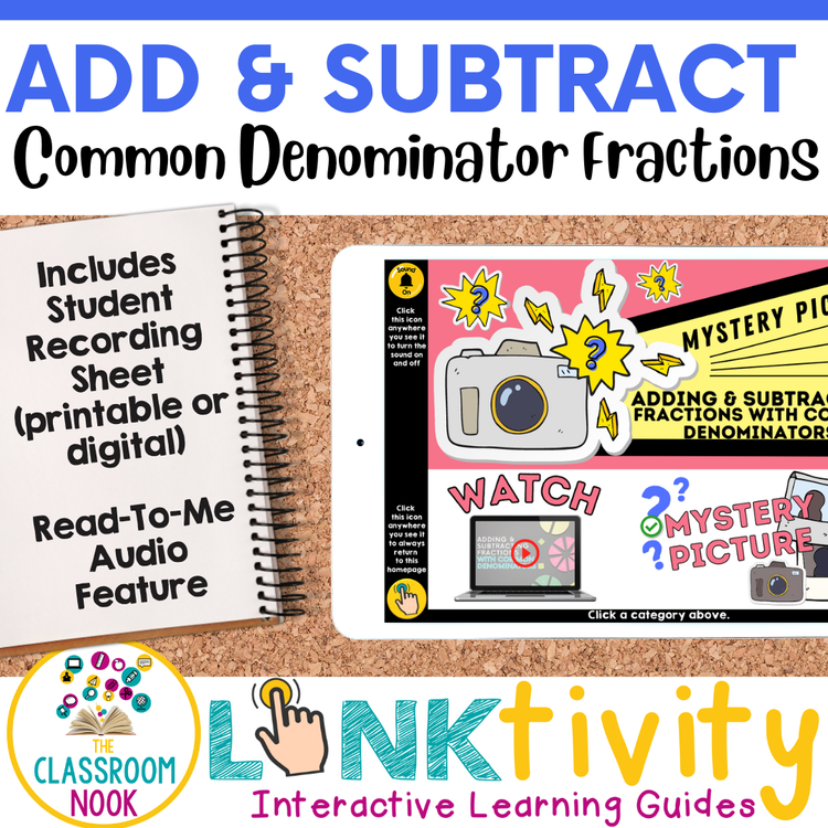 Adding & Subtraction Fractions with Uncommon Denominators LINKtivity ...