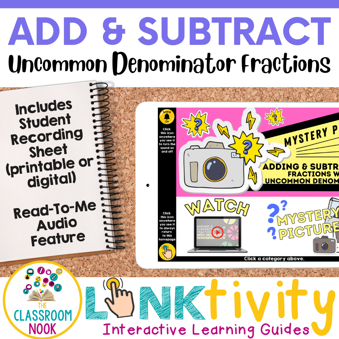 Adding & Subtracting Fractions with Common Denominators LINKtivity ...
