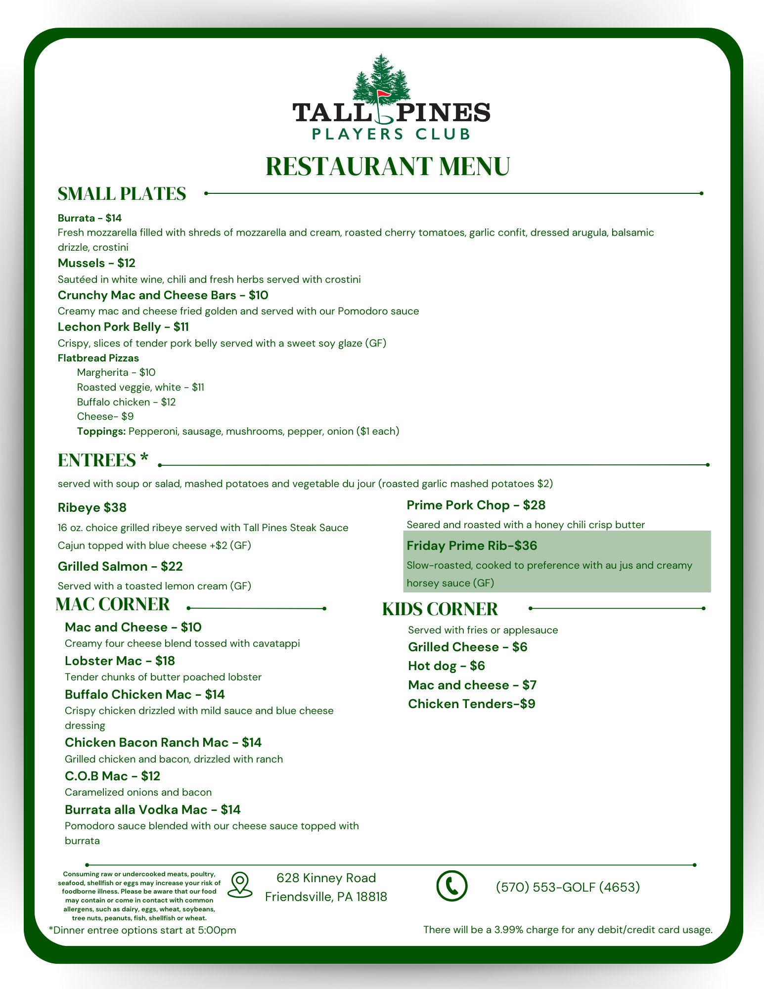 Menu — Tall Pines Players Club