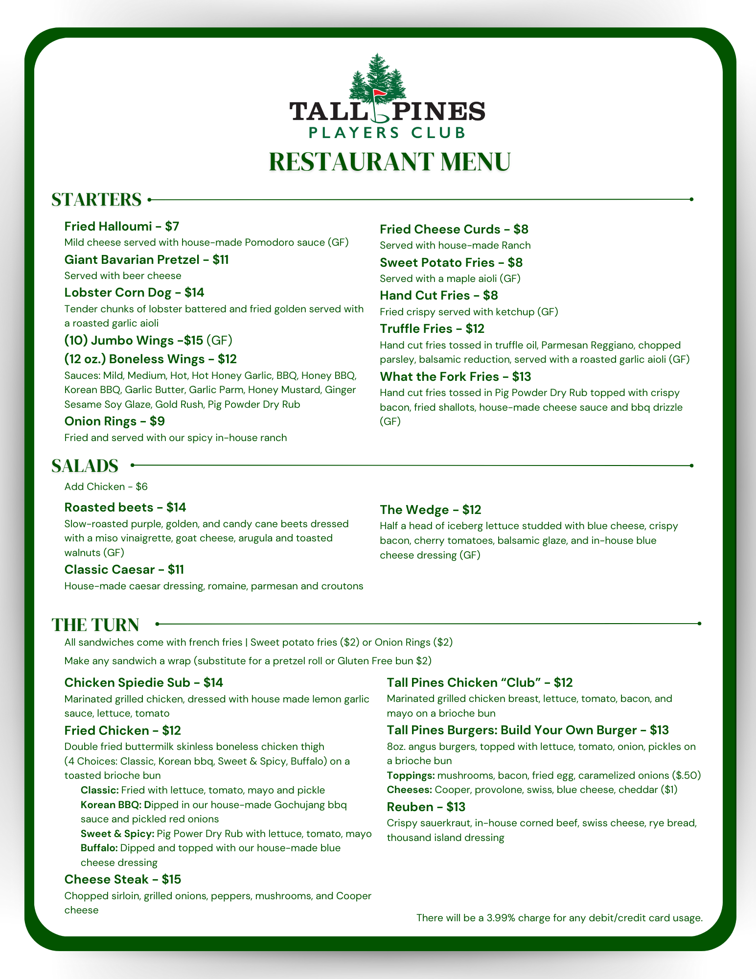 Menu — Tall Pines Players Club