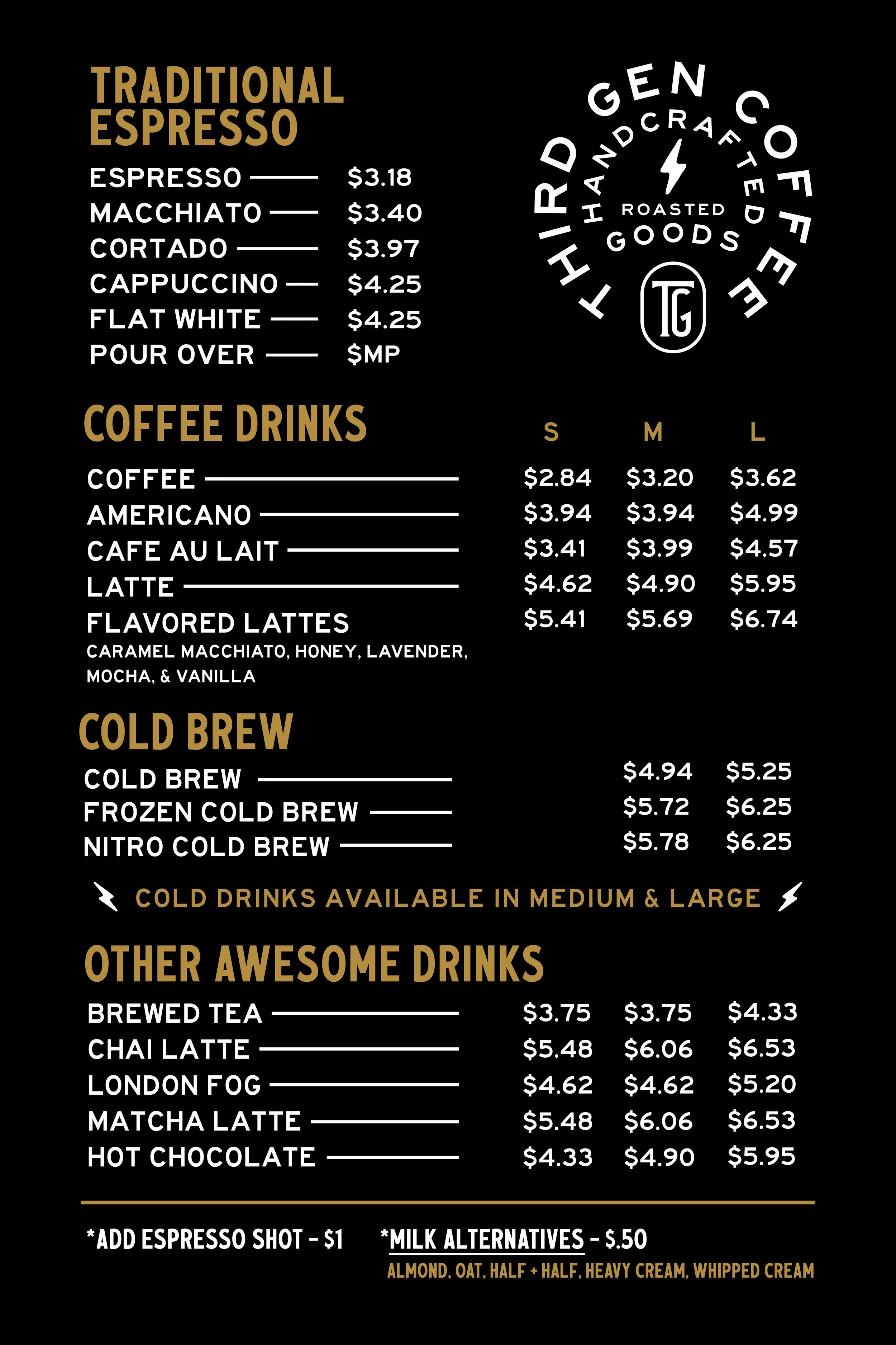 Menu — Third Gen Coffee