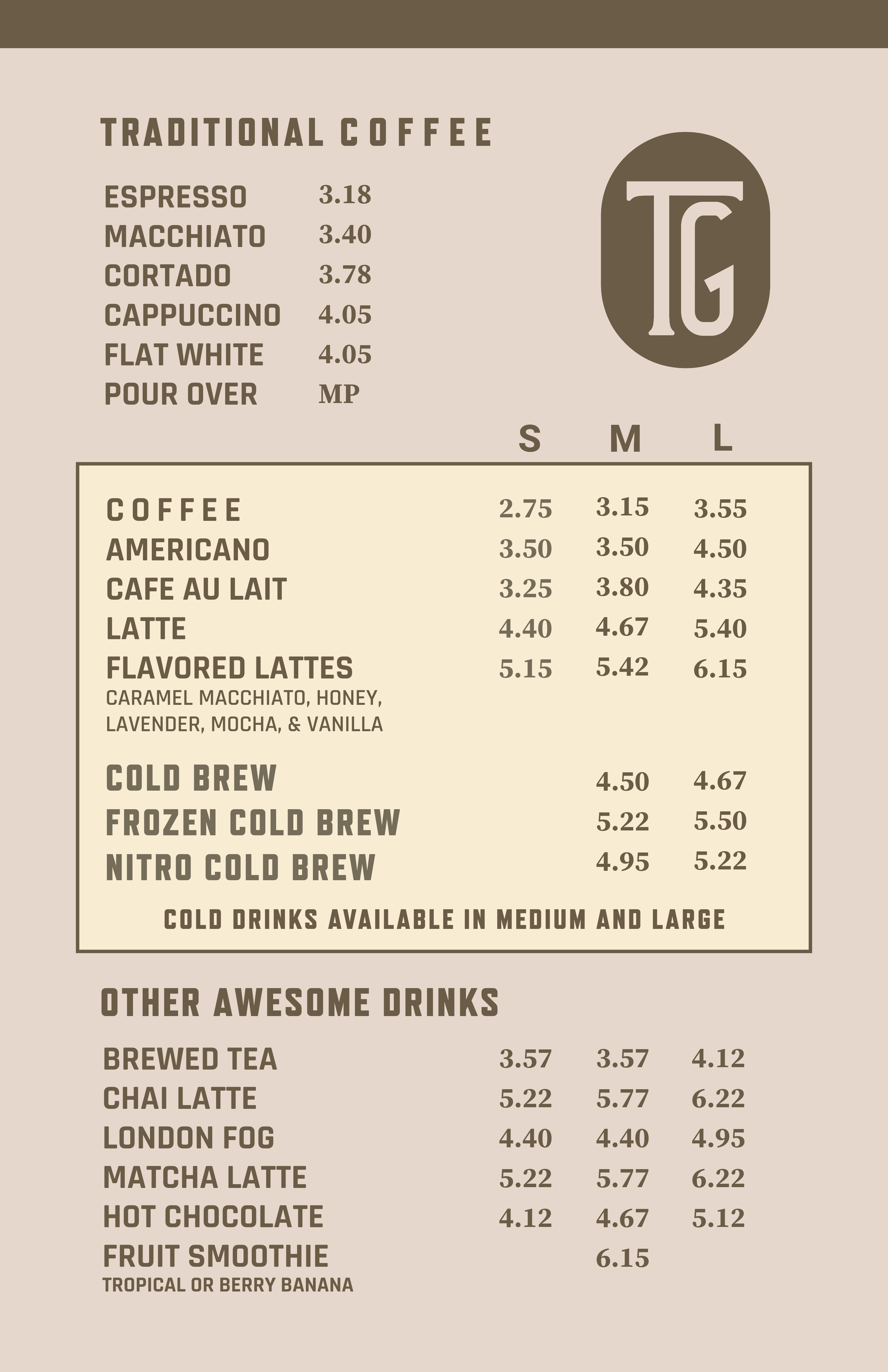 Menu — Third Gen Coffee