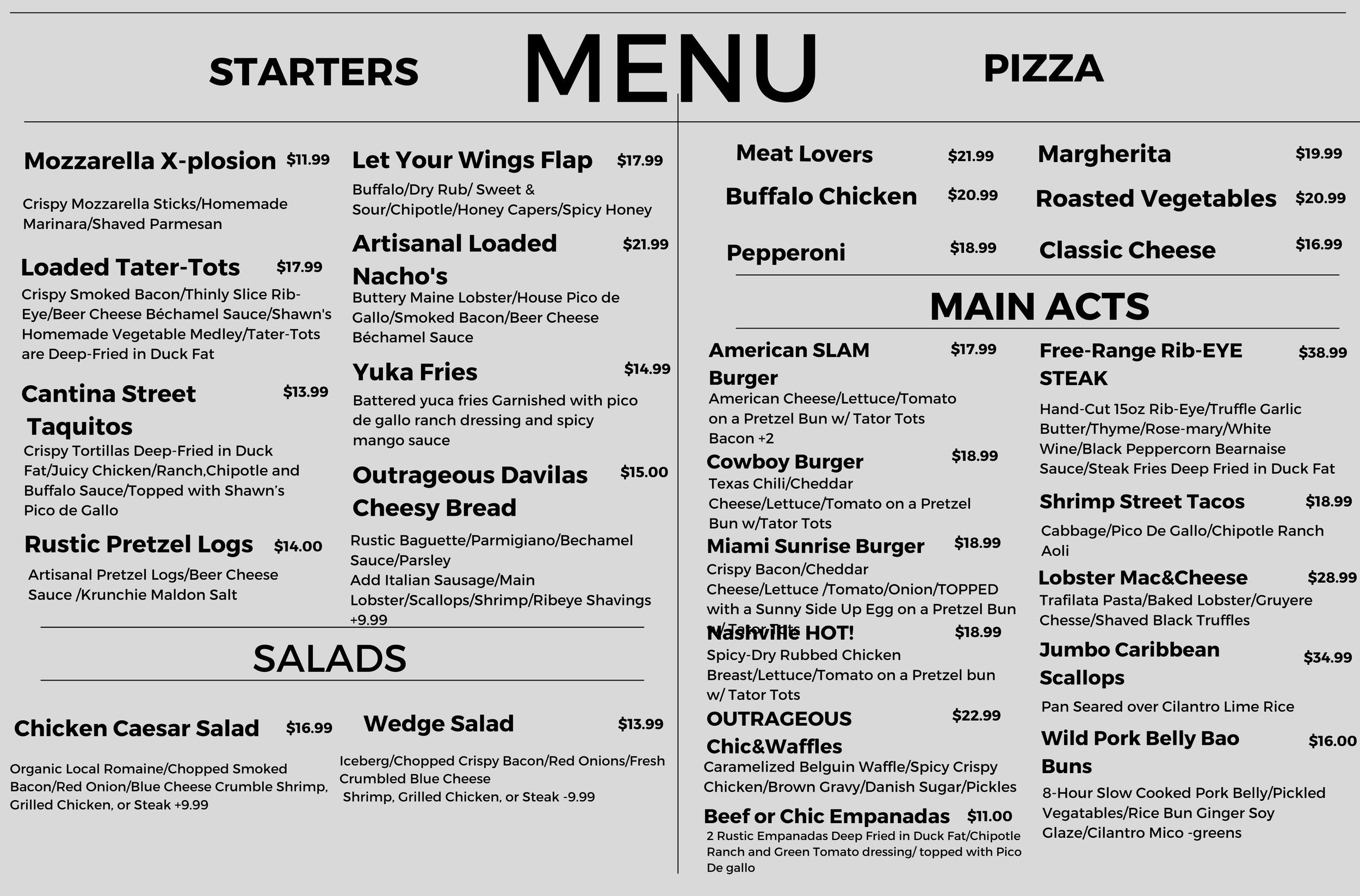 Menu — Shawns Crazy Saloon