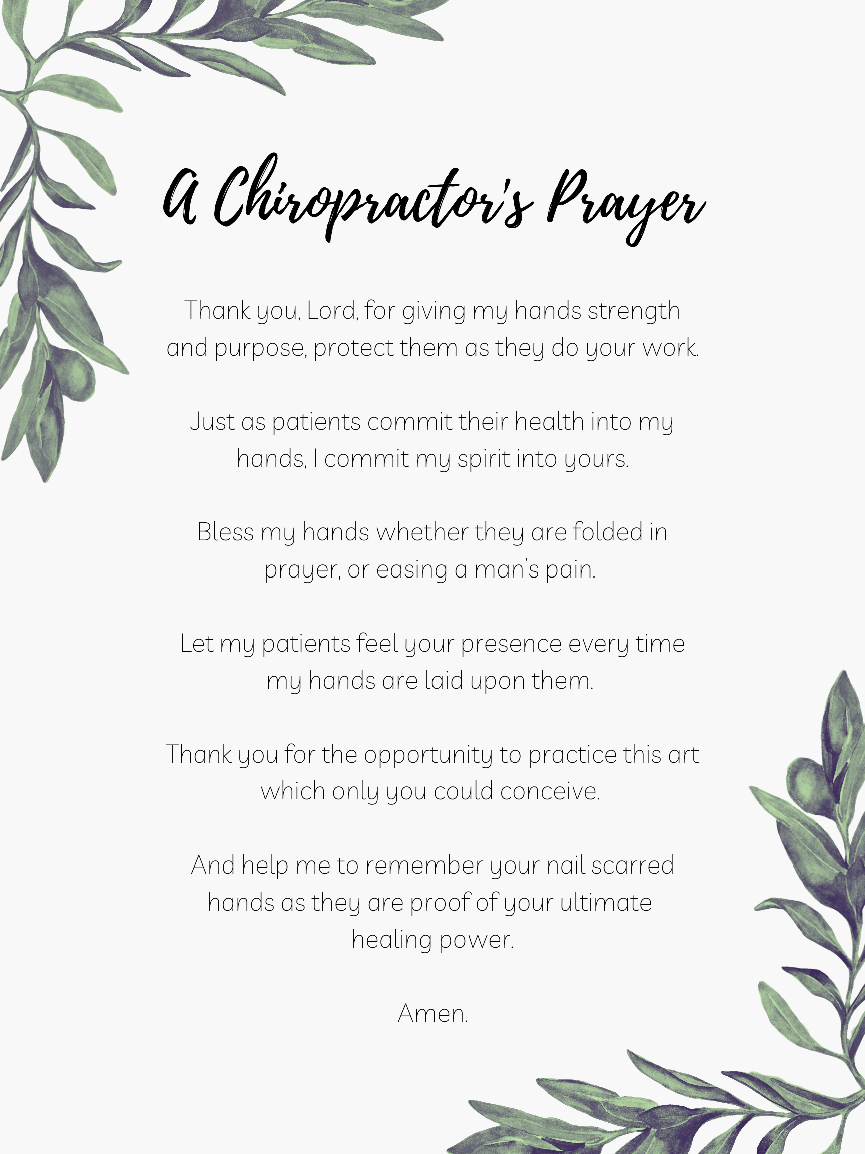 Chiropractors Prayer — Bishop & Royal