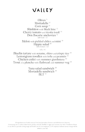 Weekday Lunch — Valley Bar + Bottle Shop