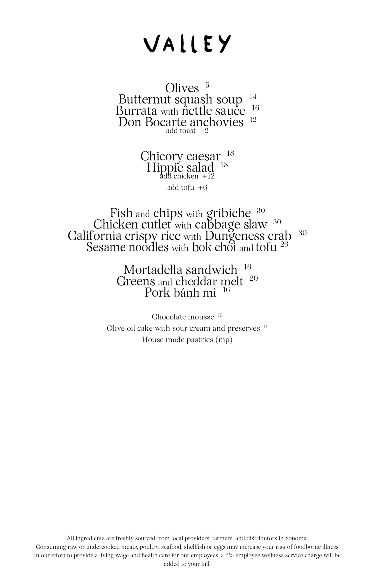 Weekday Lunch — Valley Bar + Bottle Shop