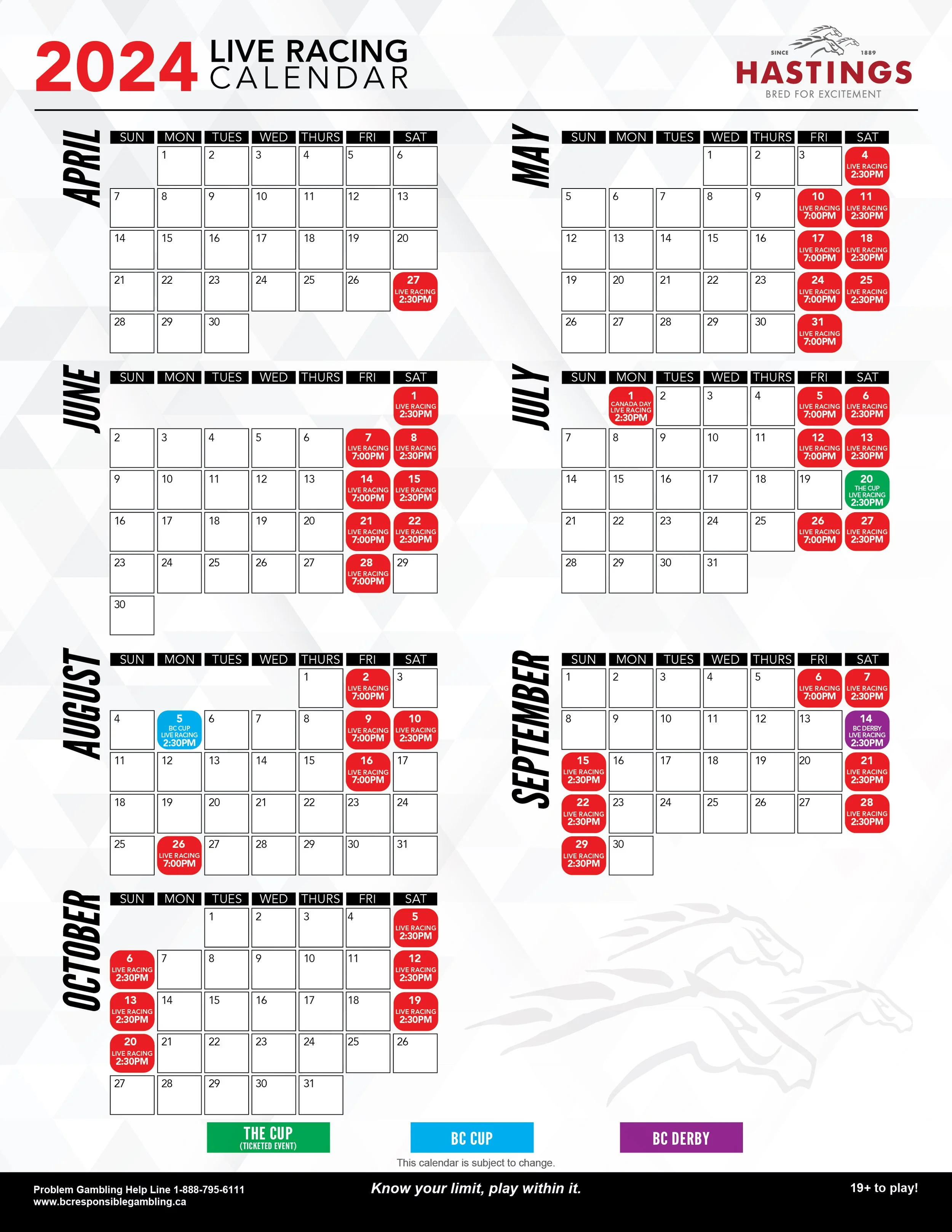 Hastings Racecourse 2024 Live Racing Schedule — BC RACEBOOK