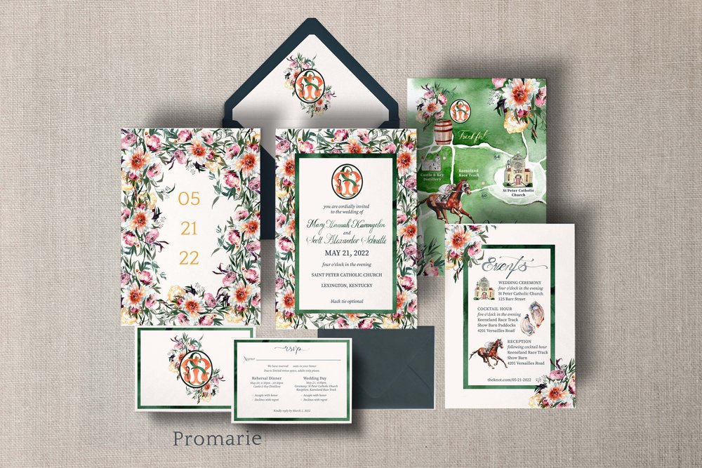 Custom Watercolor Wedding Invitations — Promarie