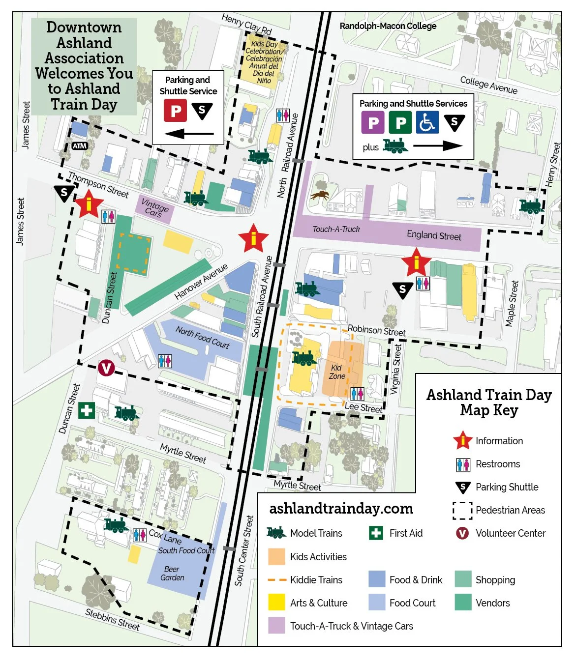 Ashland Train Day Event Map & Parking Info — Downtown Ashland, Virginia
