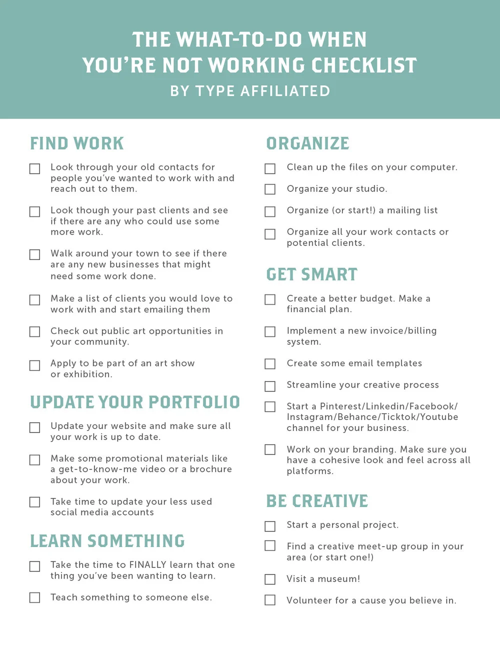 What To Do When You're Not Working — Type Affiliated