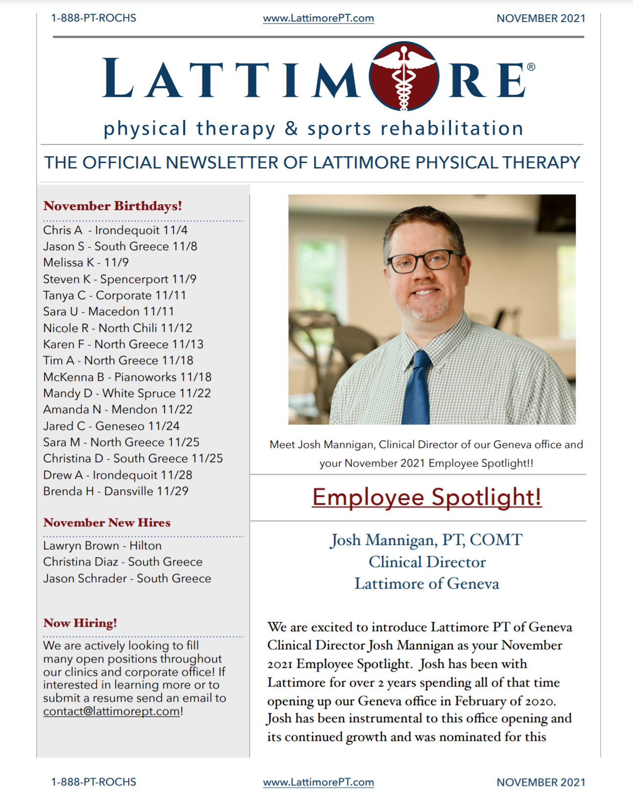 November 2021 Newsletter - Lattimore Physical Therapy