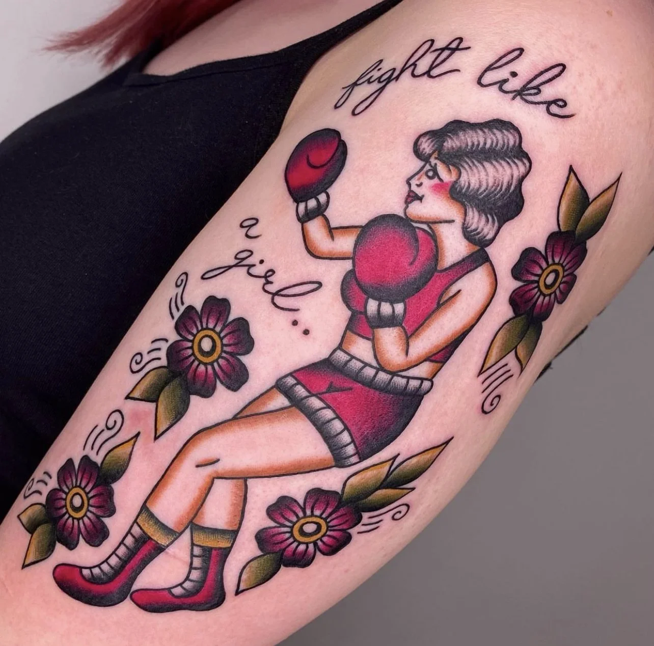 Fight Like A Girl Boxing Gloves Tattoo