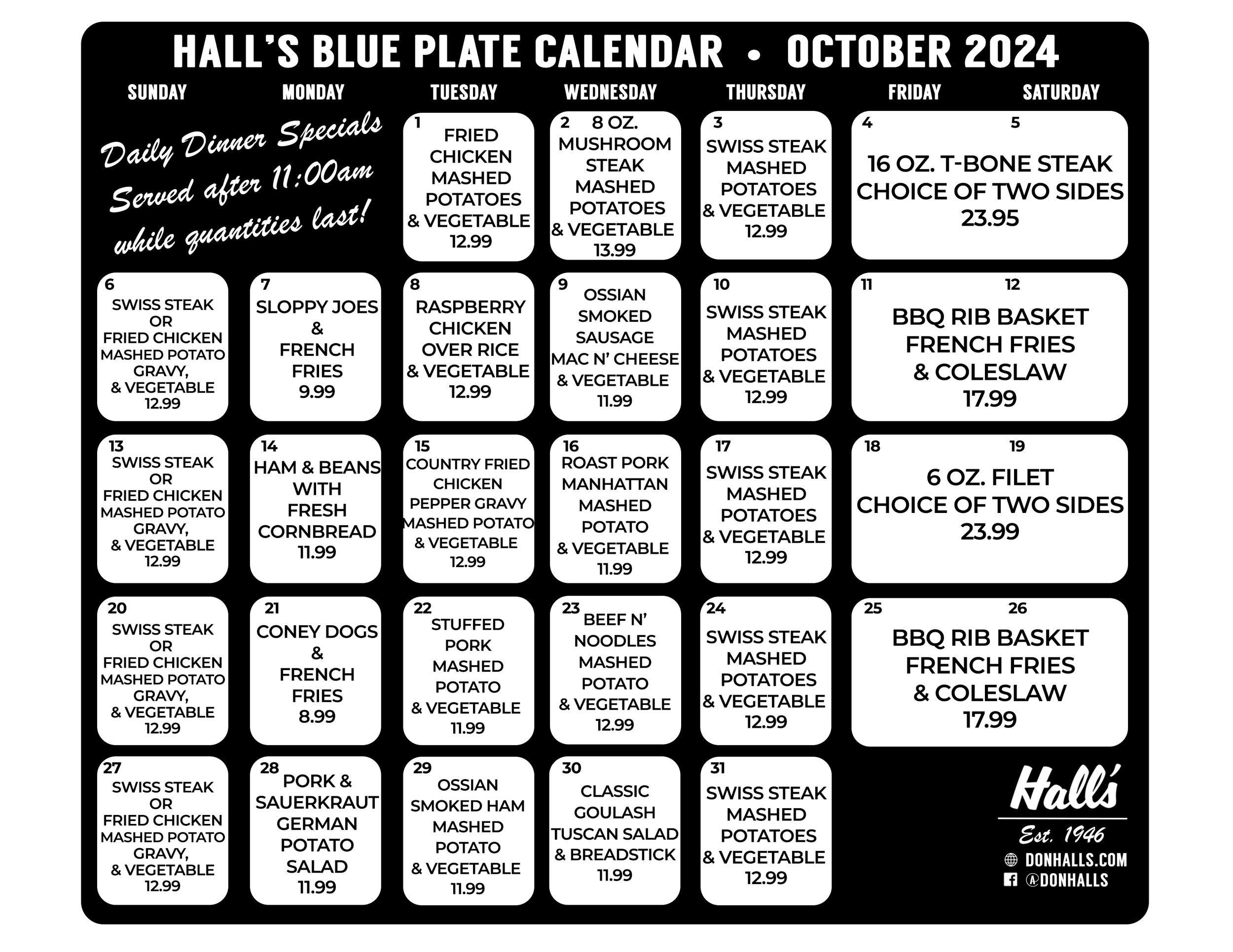 NEIGHBORHOOD GRILL SPECIALS — Don Hall's Restaurants