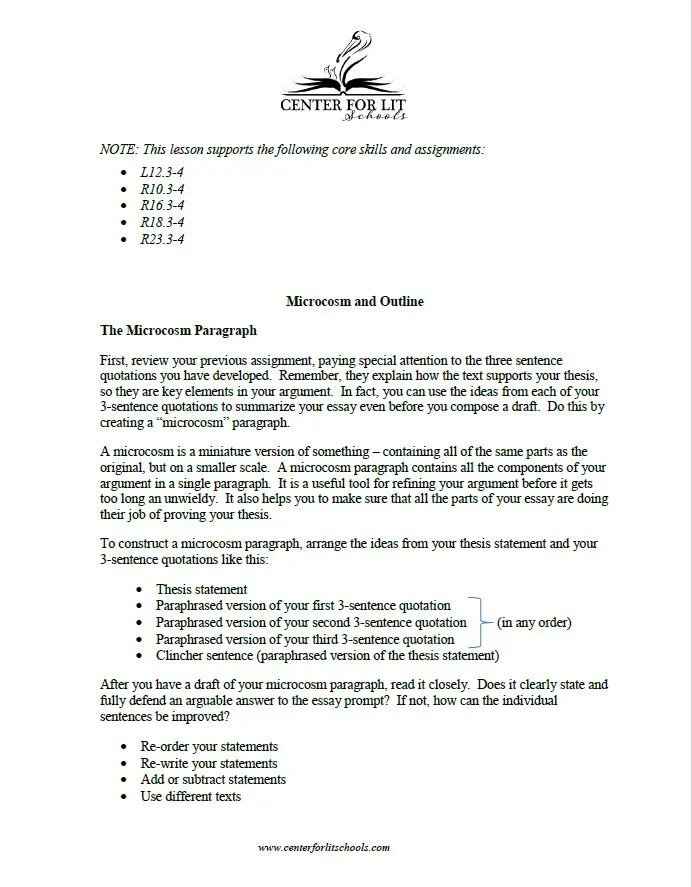 Composition Lessons — CenterForLit Schools