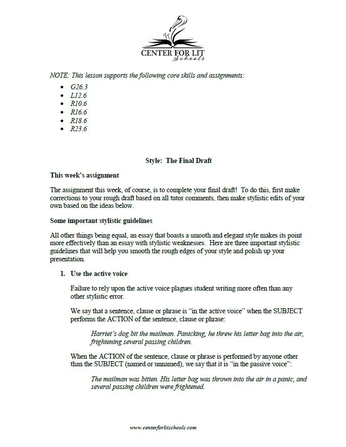 Composition Lessons — CenterForLit Schools