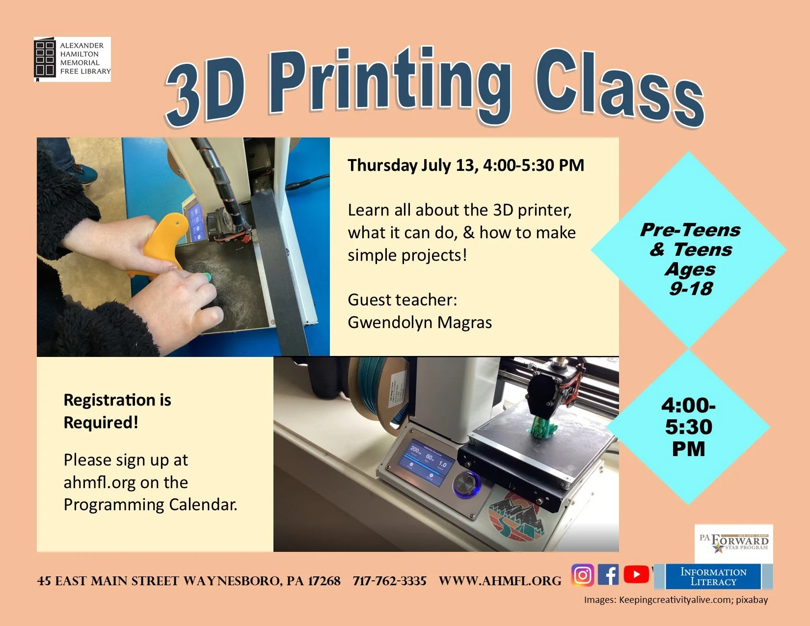 3D Printing Class (teens & preteens) — Alexander Hamilton Memorial Free ...