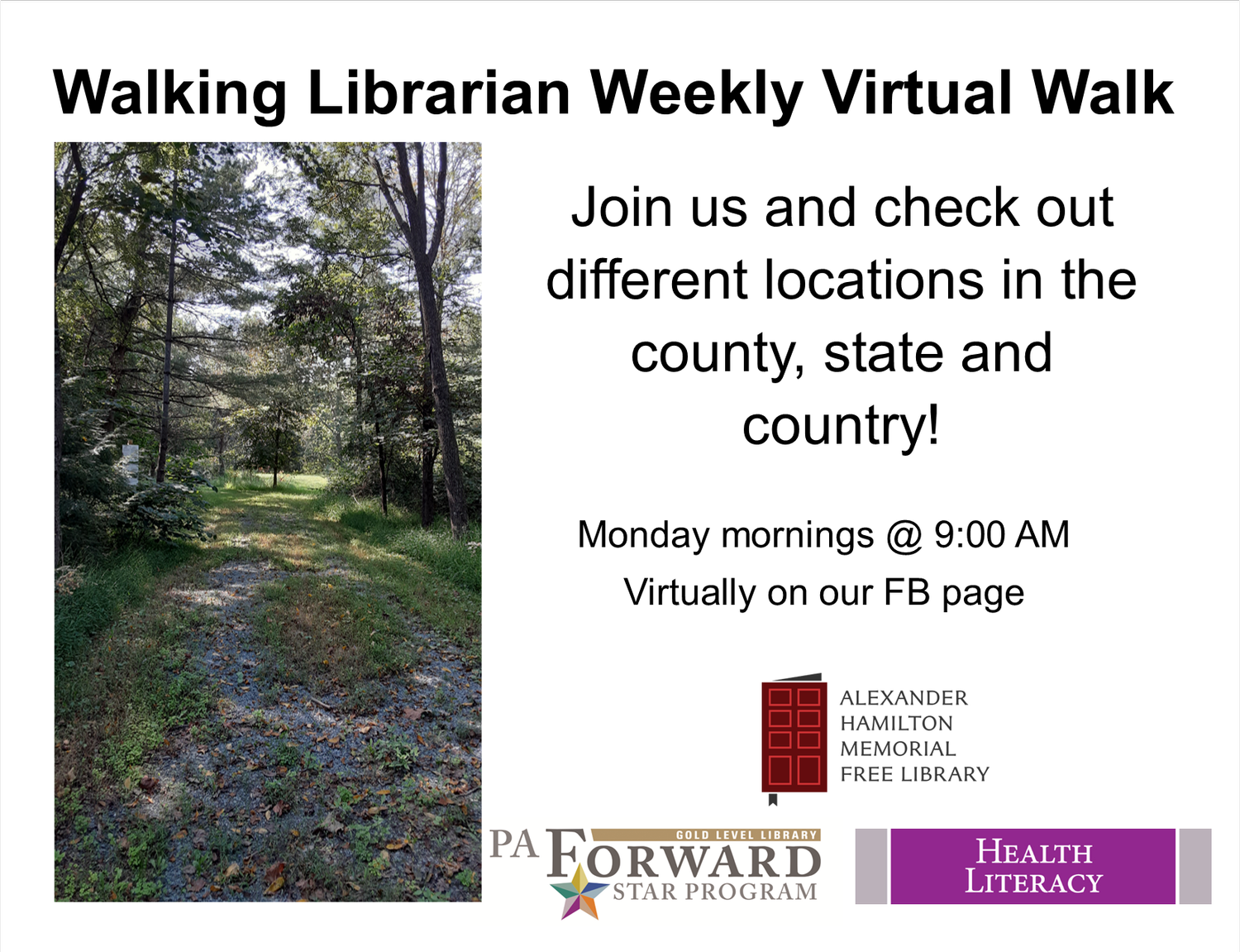 Walking Librarian Virtual Walking Program — Alexander Hamilton Memorial ...